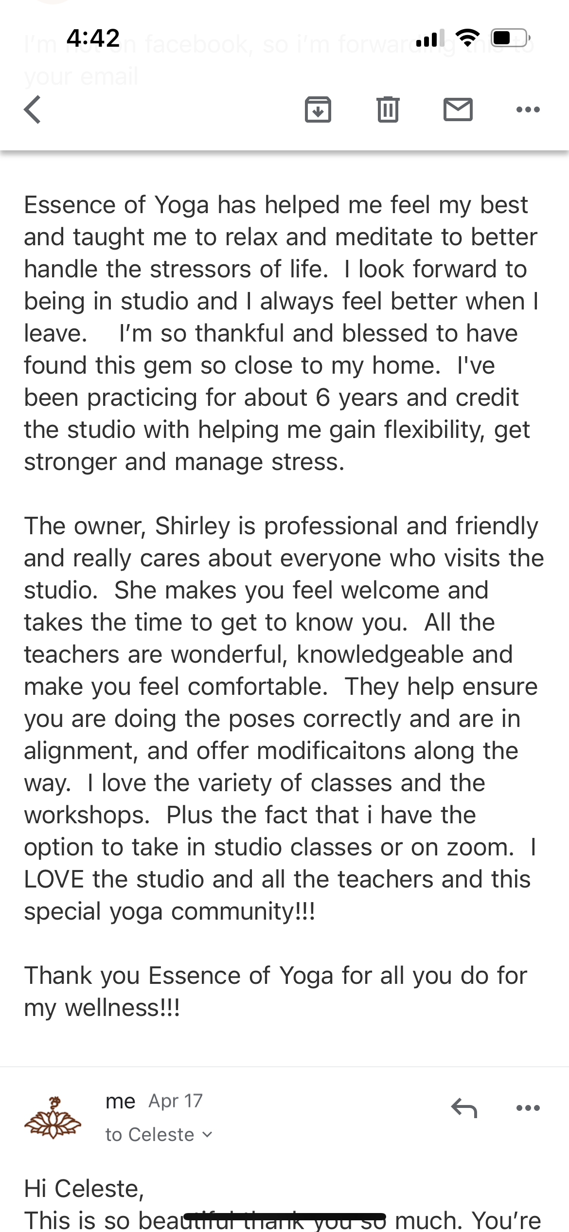 Testimonials | Essence of Yoga Studio